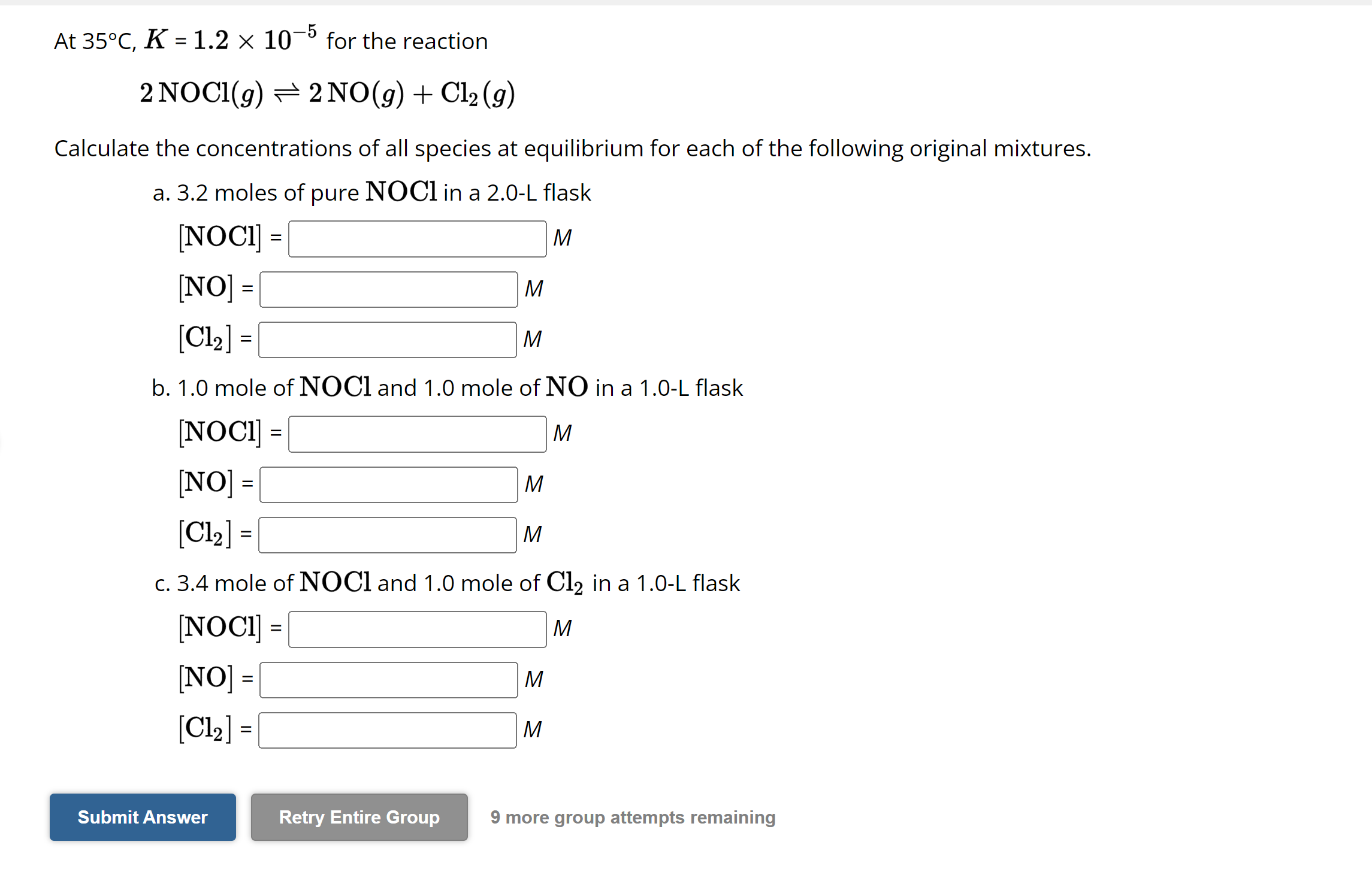 Solved 1. ﻿At 35°C,K=1.2×10-5 ﻿for the | Chegg.com