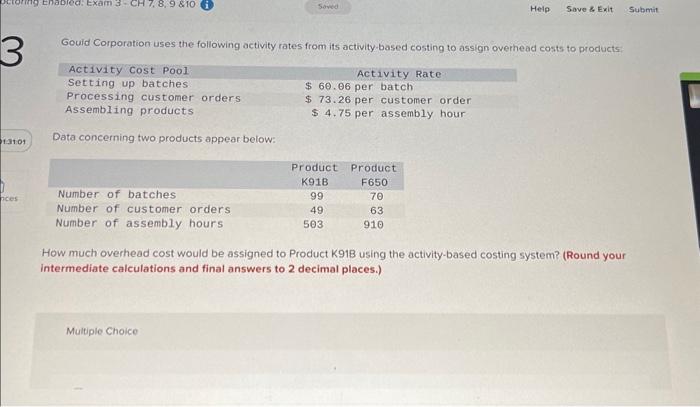 Solved Govid Corporation uses the following octivity rates | Chegg.com