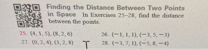 Solved Finding the Distance Between Two Points in Space In | Chegg.com