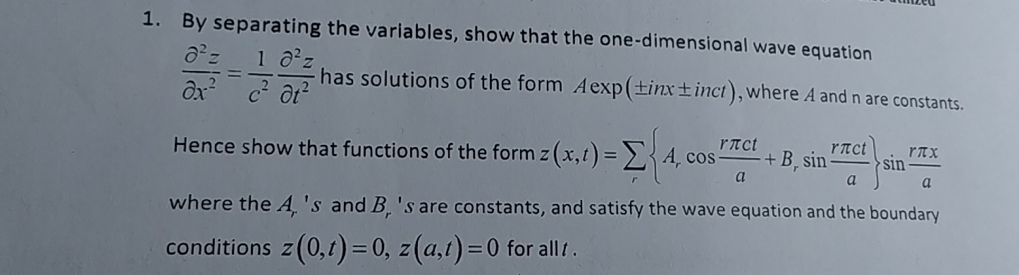 Solved By separating the variables, show that the | Chegg.com