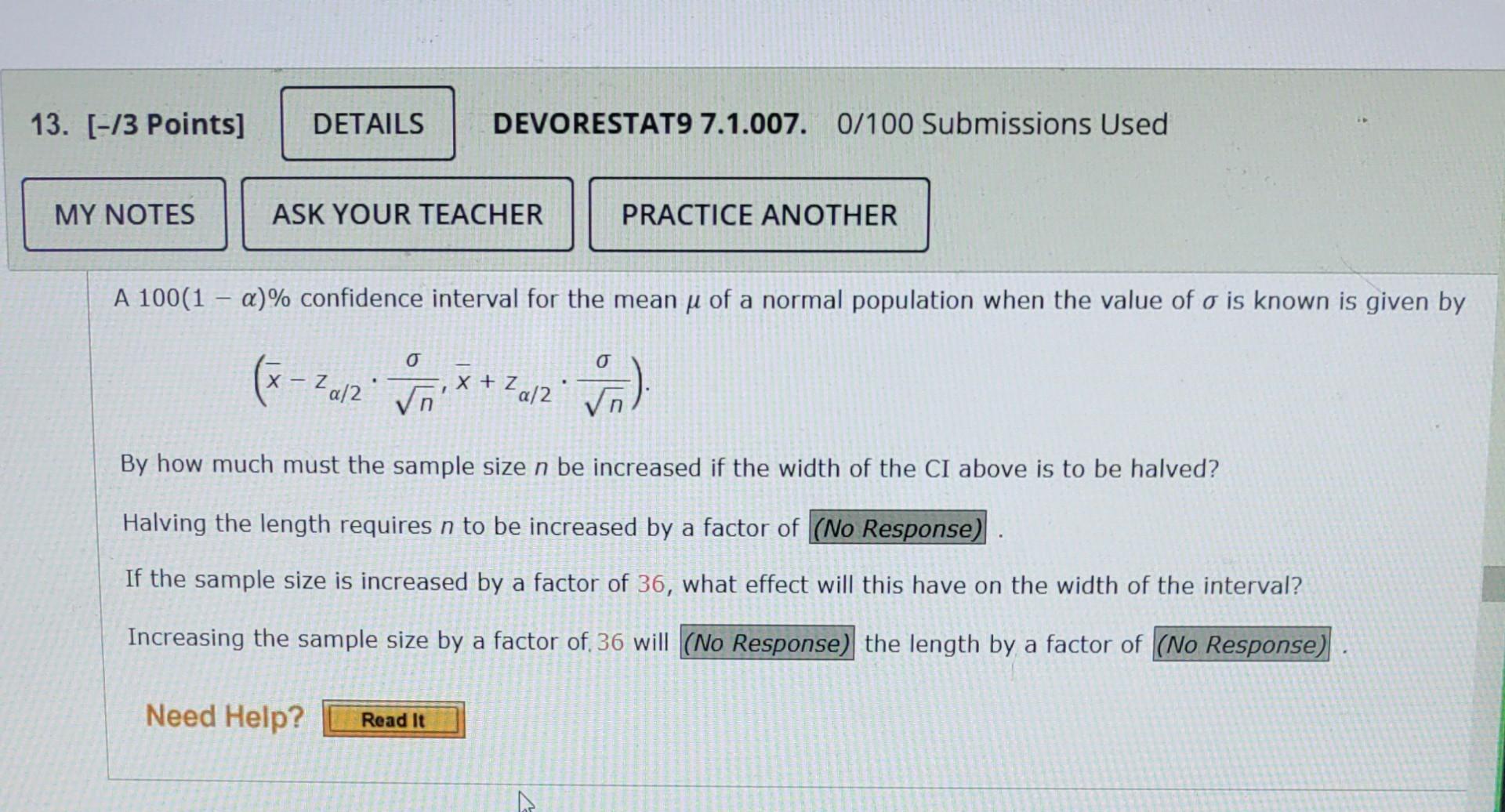 Solved −/3 Points] DEVORESTAT9 7.1.007. 0/100 Submissions | Chegg.com