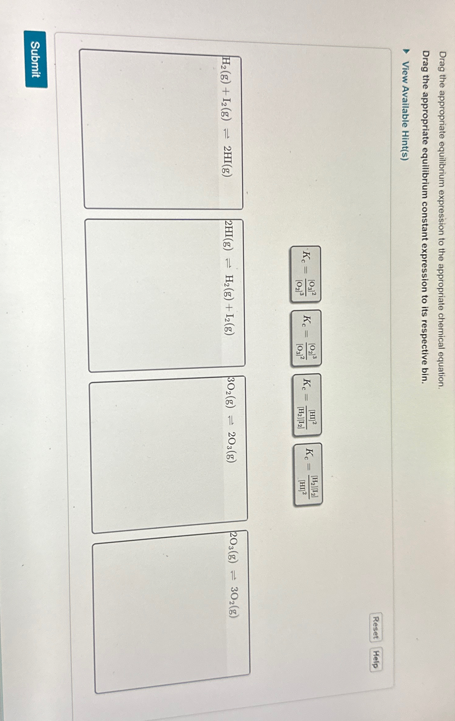 Solved Drag the appropriate equilibrium expression to the | Chegg.com