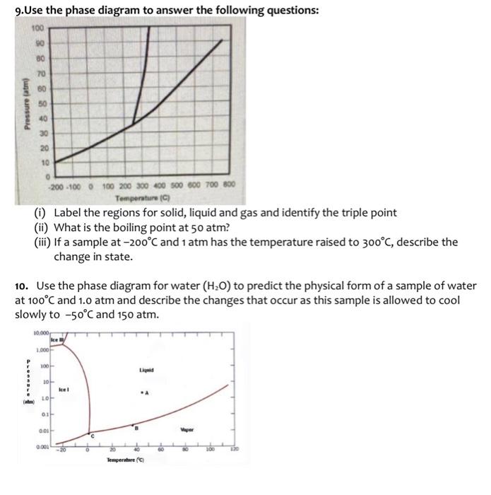 Solved 9.Use the phase diagram to answer the following | Chegg.com