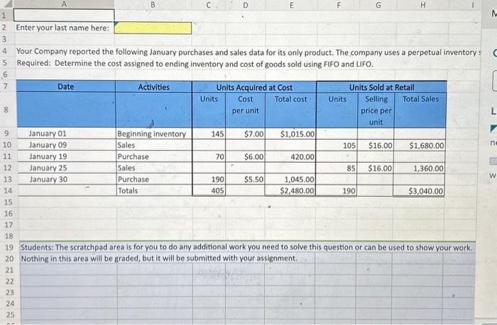Applying Integrated Excel: Perpetual: Inventory | Chegg.com