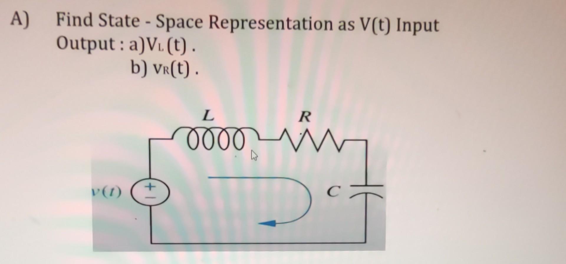Solved Find State - Space Representation as V(t) Input | Chegg.com