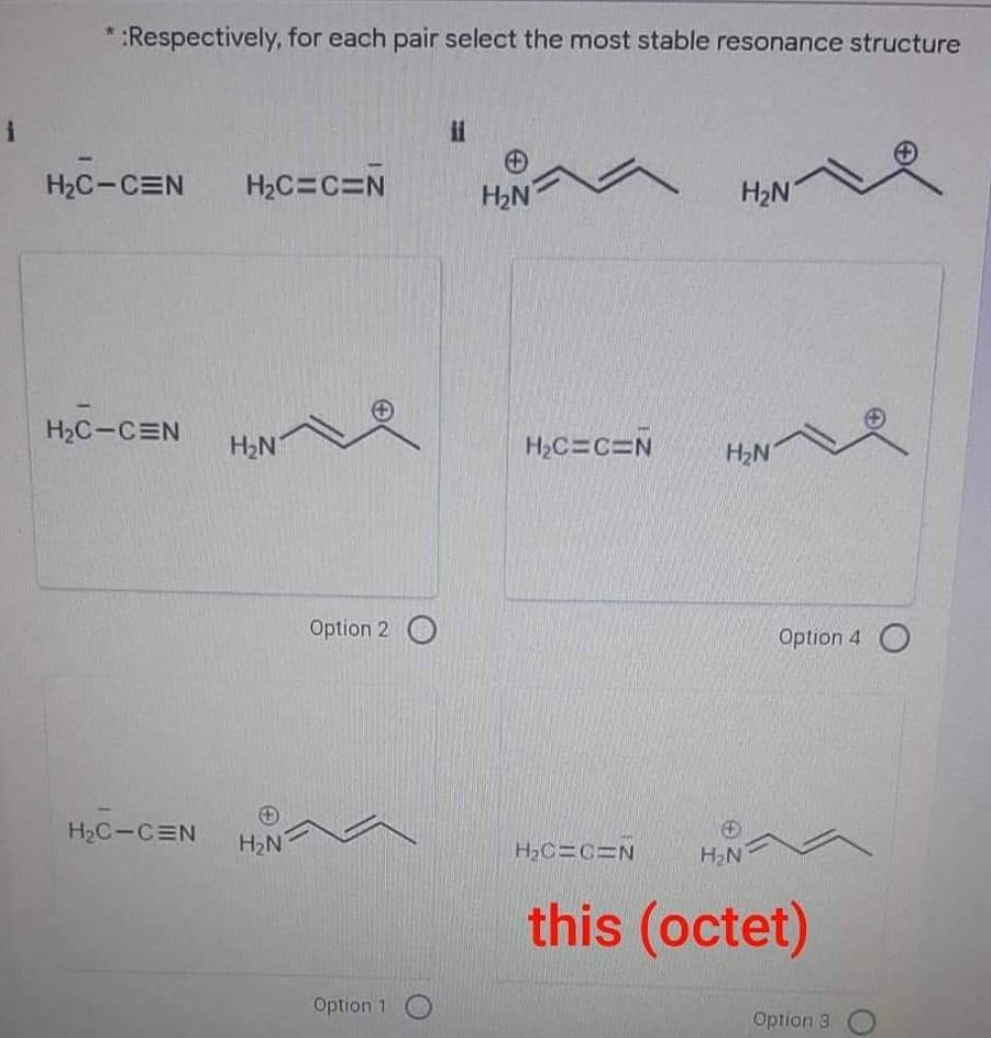 Solved * Respectively, for each pair select the most stable | Chegg.com