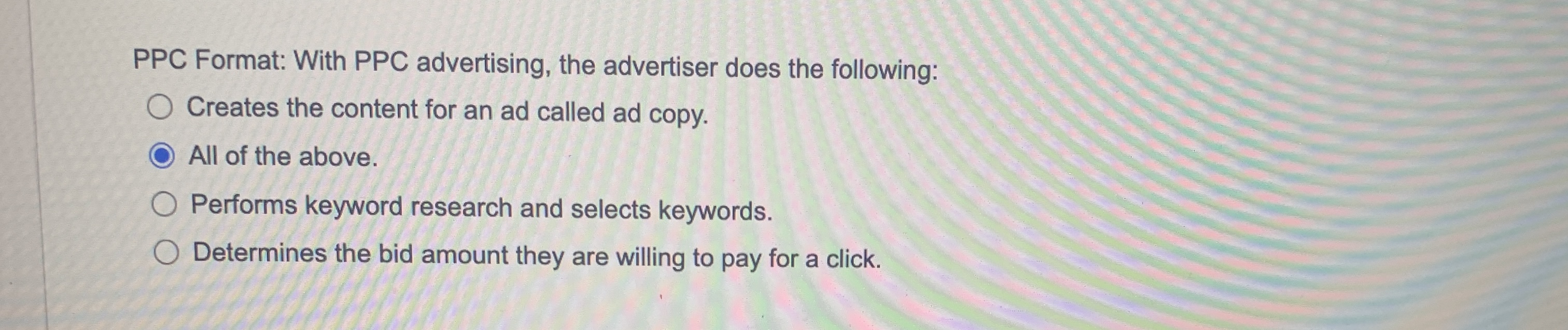 Solved PPC Format: With PPC advertising, the advertiser does | Chegg.com