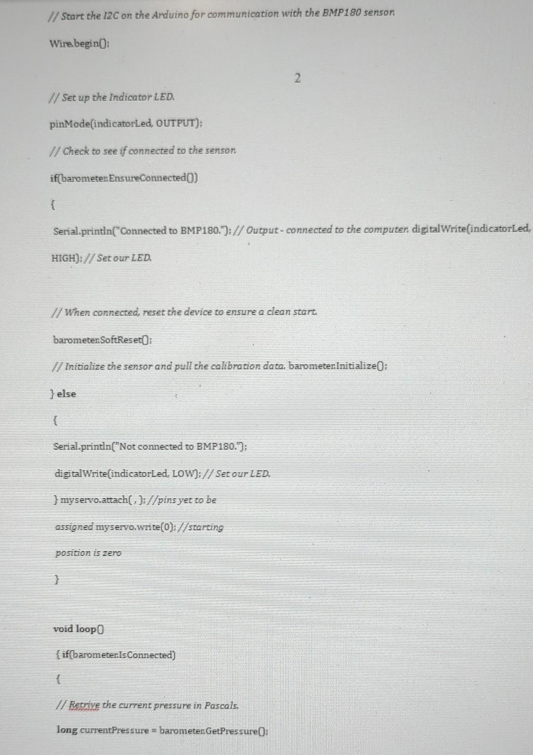 Solved APPENDIX A #include // Include the BMP180 libran: | Chegg.com