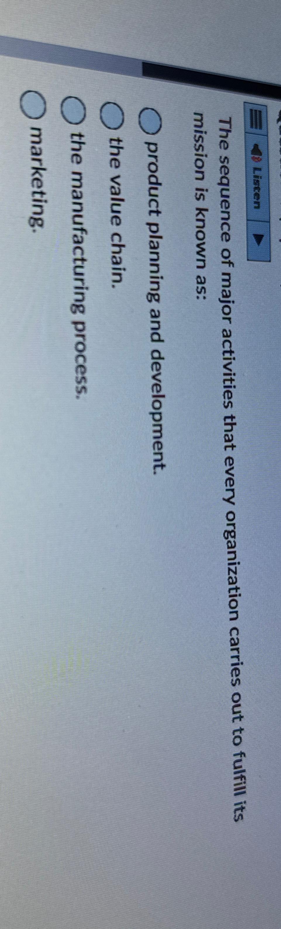 Solved The sequence of major activities that every | Chegg.com