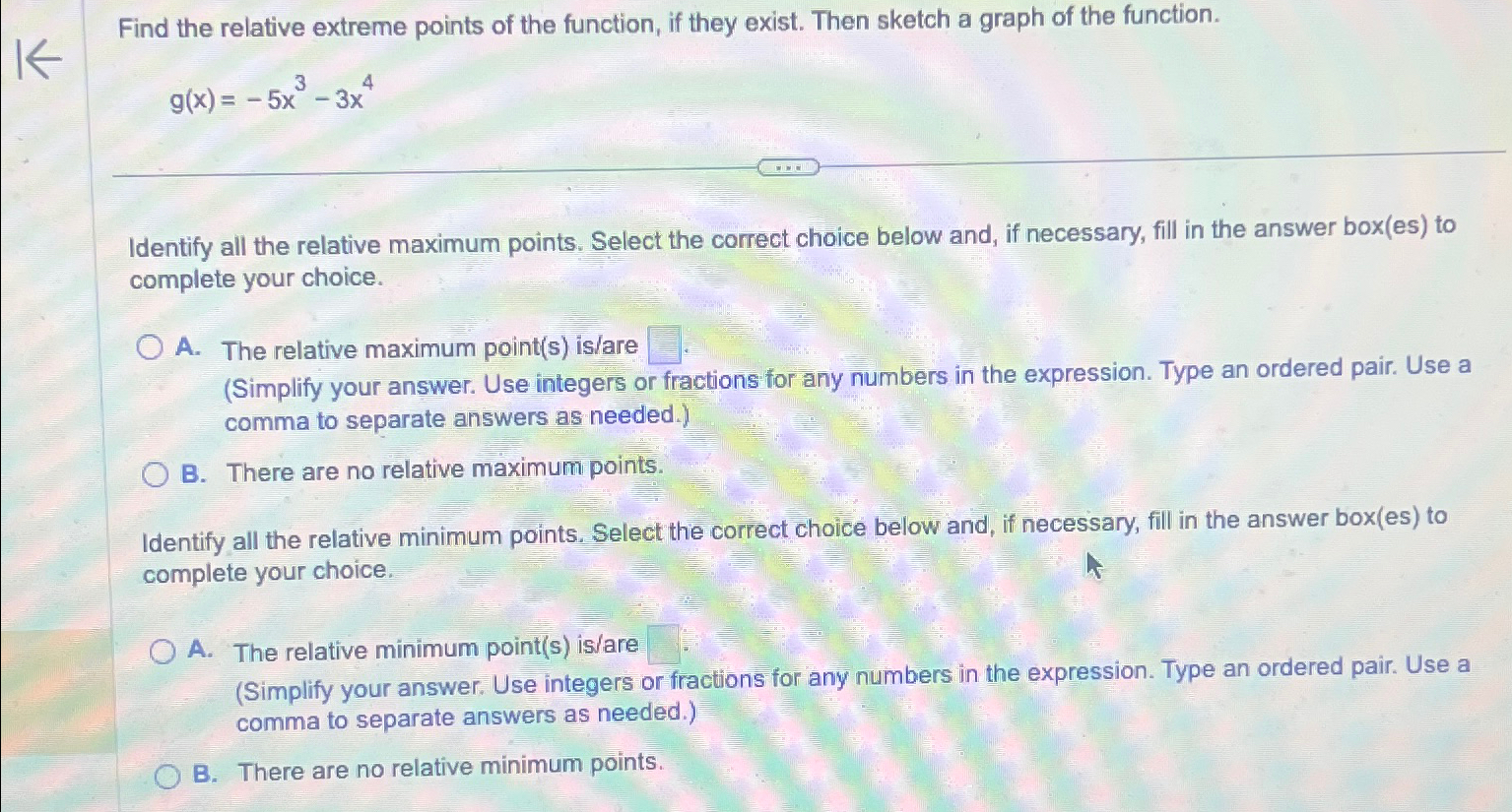 Solved Find the relative extreme points of the function, if | Chegg.com