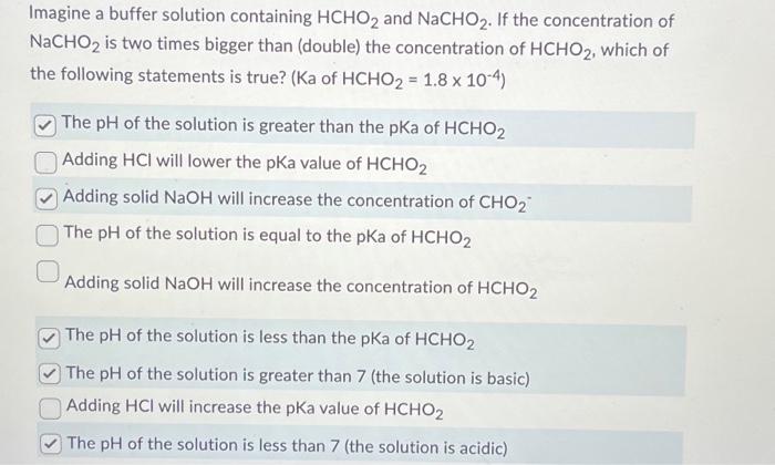 Solved Imagine a buffer solution containing HCHO2 and | Chegg.com