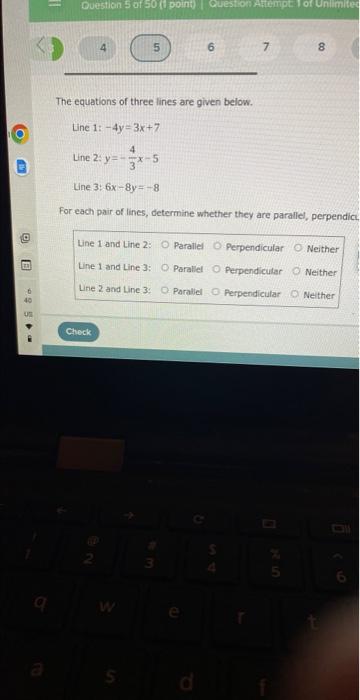 Solved The equations of three lines are given below. Line 1t | Chegg.com