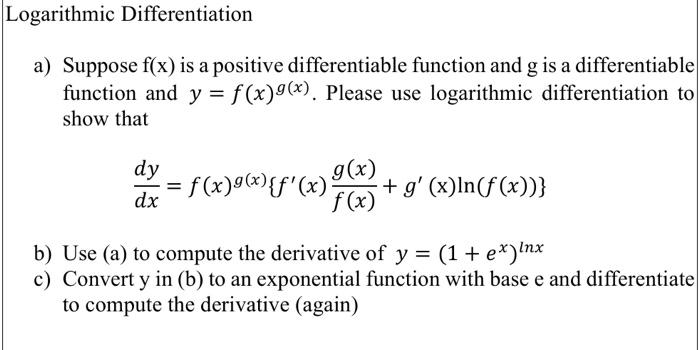 Solved a) Suppose f(x) is a positive differentiable function | Chegg.com