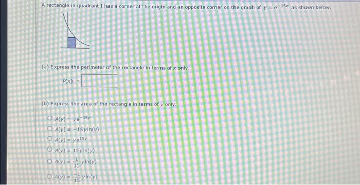 Solved A rectangle in quadrant I has a corner at the origin | Chegg.com