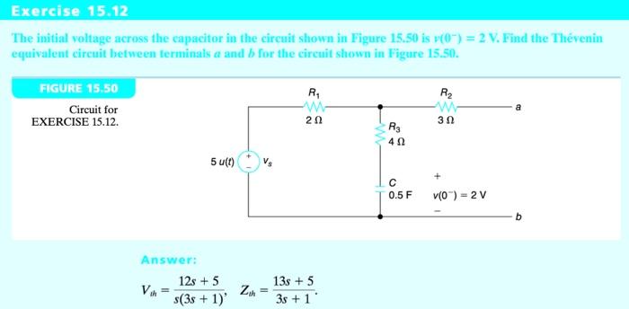 Solved Exercise 15.12 The initial voltage across the | Chegg.com