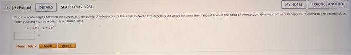 Solved Find the acute angles between the curves at their | Chegg.com