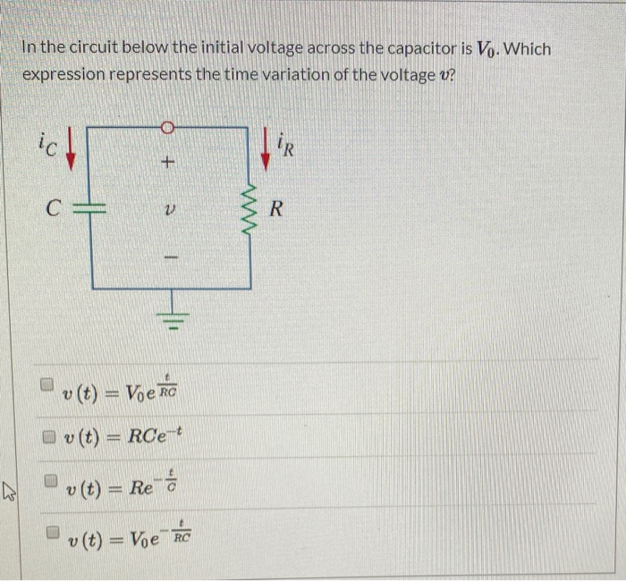 Solved In the circuit below the initial voltage across the | Chegg.com