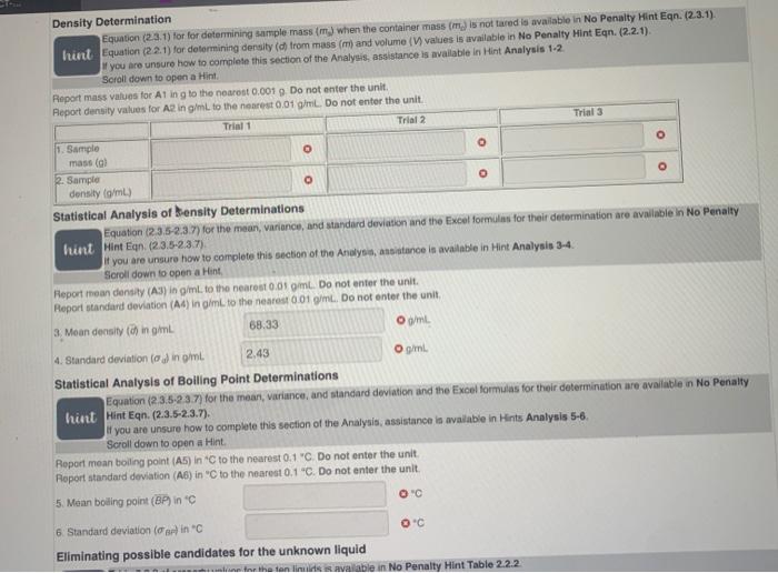 Solved 2.5b Part II. Identify a Liquid by Properties Data | Chegg.com