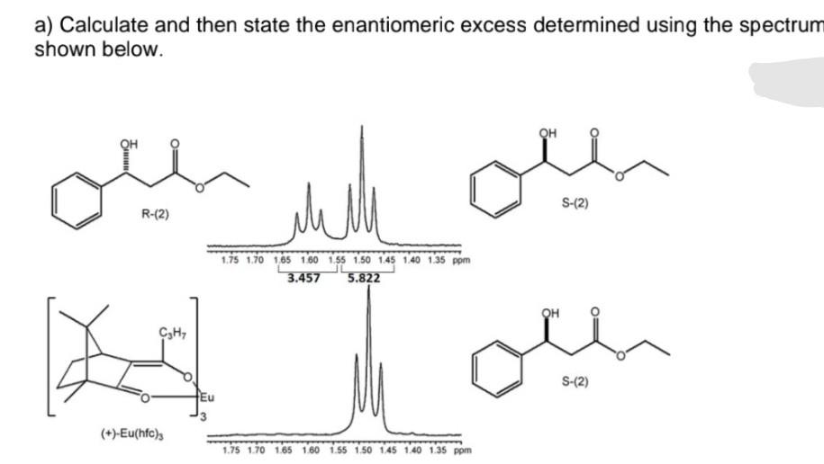Solved a) Calculate and then state the enantiomeric excess | Chegg.com