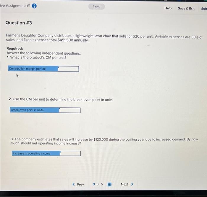 Solved ve Assignment #1 Ⓡ Saved Help Save & Exit Sub | Chegg.com