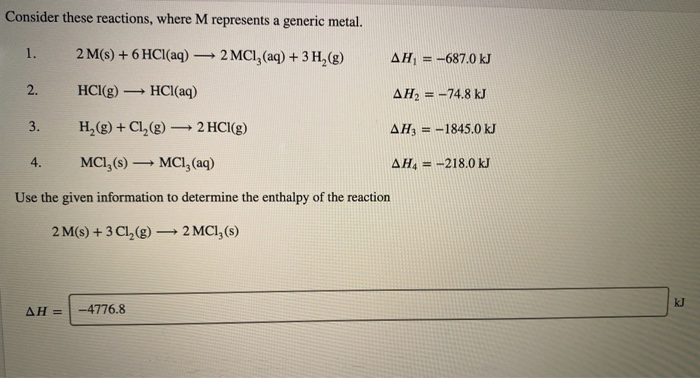 Solved Consider these reactions, where M represents a | Chegg.com