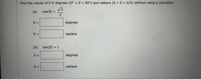 Solved Find the values of θ in degrees (0∘