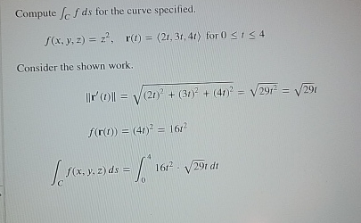 Solved Compute ∫C﻿fds ﻿for the curve | Chegg.com