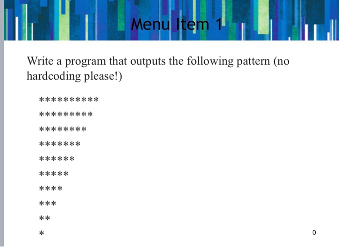 Solved Menu item 1 Menu Item Write a program that outputs | Chegg.com