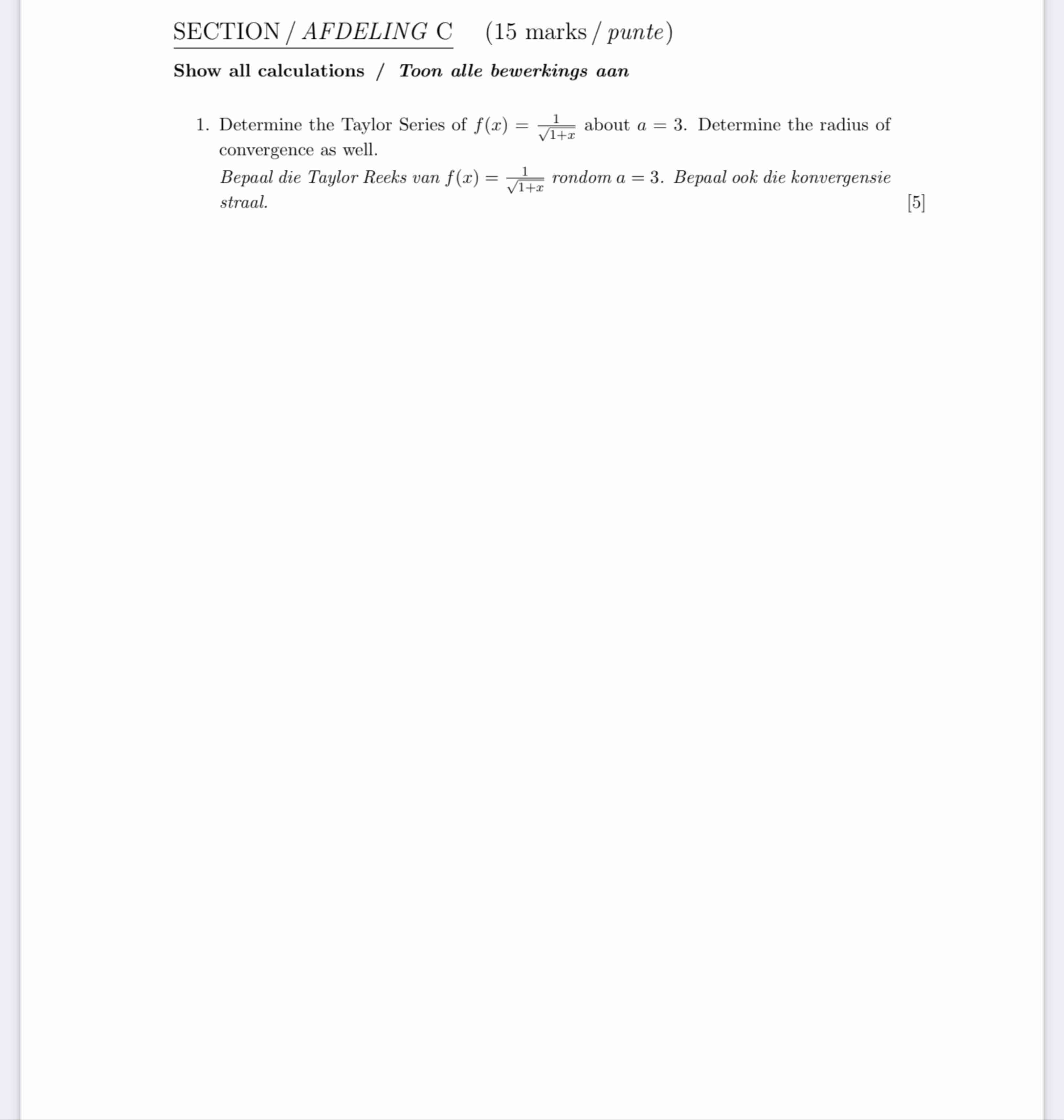 Solved SECTION ?? ﻿AFDELING C (15 ﻿marks ?? | Chegg.com