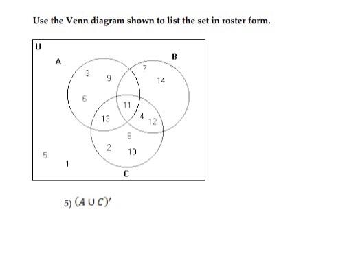 Solved Use the Venn diagram shown to list the set in roster | Chegg.com