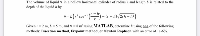 Solved Solve in MATLAB using : Bisection method, Fixpoint | Chegg.com