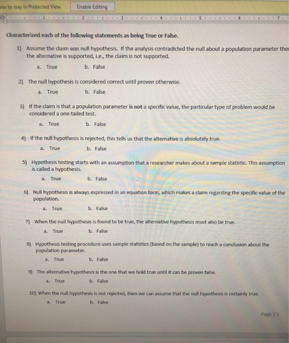 Solved mfer to stay in Protected View Enable Editing 1 . 2 . | Chegg.com
