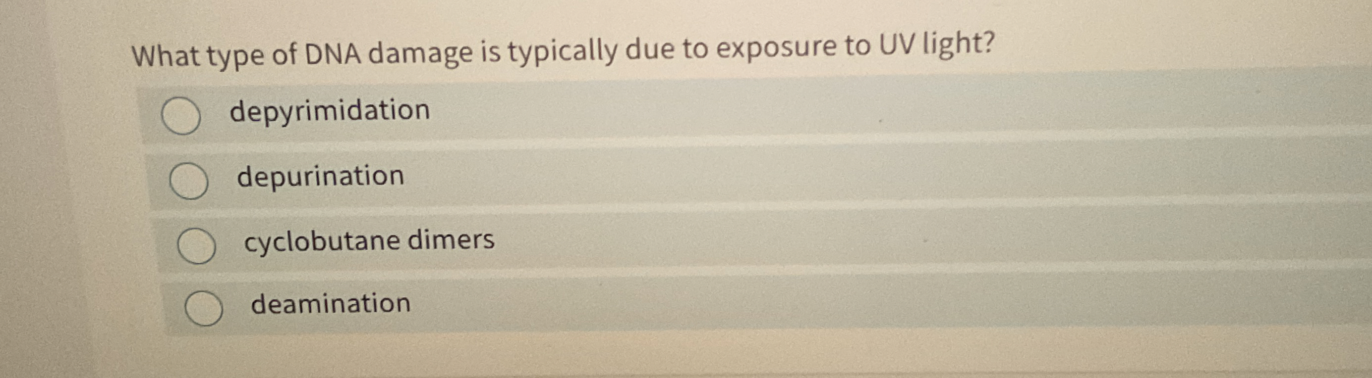 Solved What type of DNA damage is typically due to exposure | Chegg.com