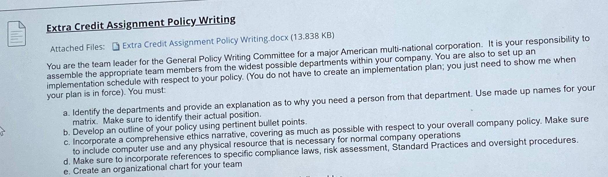 Solved Extra Credit Assignment Policy WritingAttached Files: | Chegg.com
