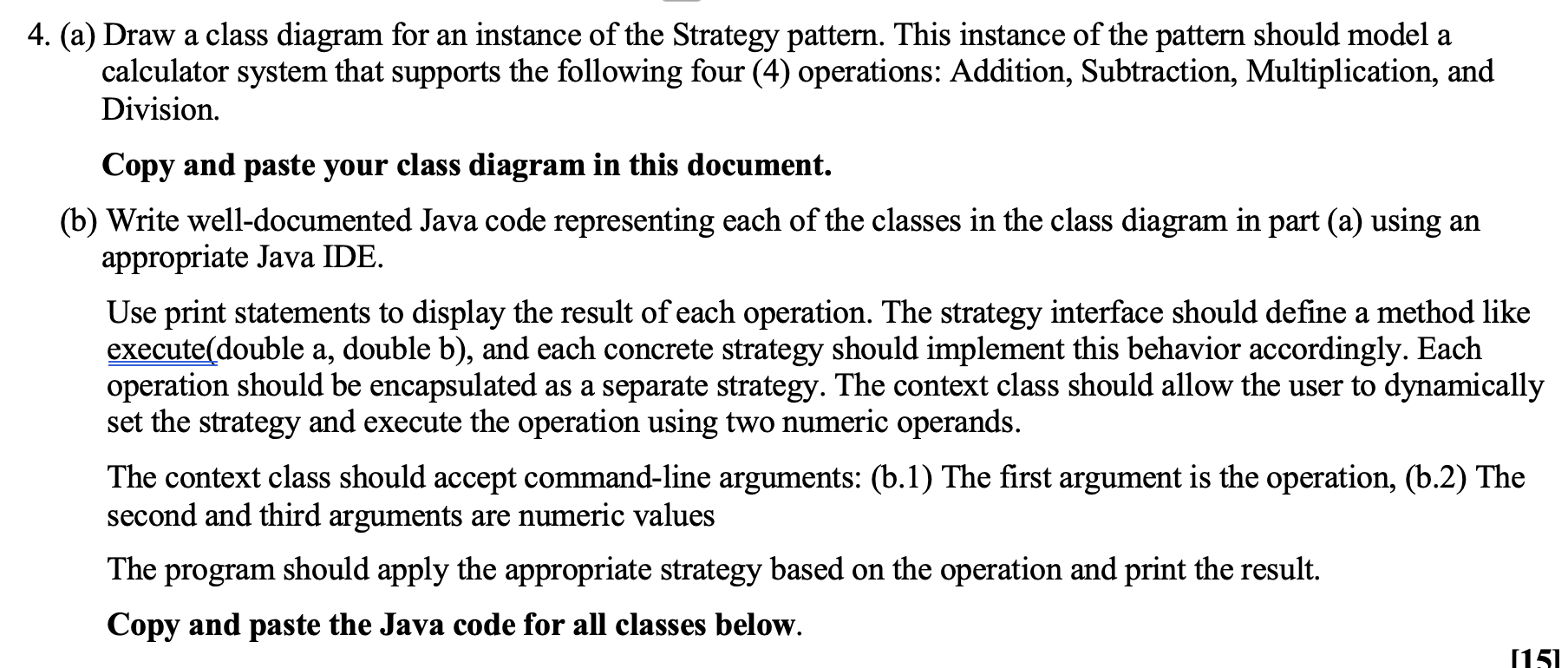 4. (a) ﻿Draw a class diagram for an instance of the | Chegg.com