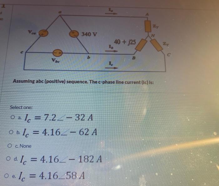 Solved 340 V 40 + 25 1 Voc Tc Assuming abc (positive) | Chegg.com