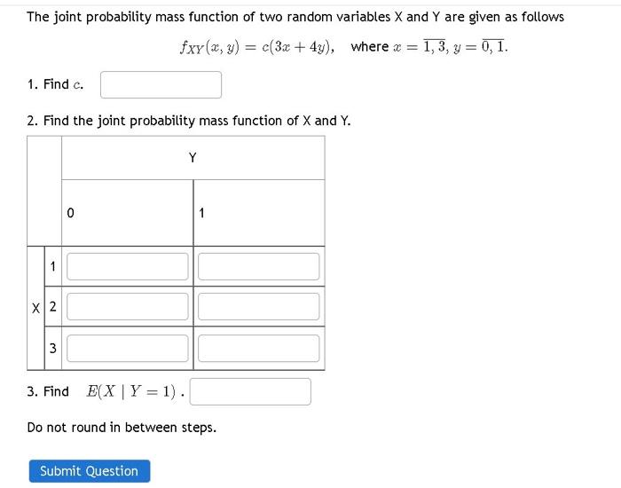 Solved The joint probability mass function of two random | Chegg.com