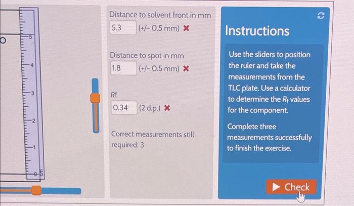 Solved Distance to solvent front in mm (+/−0.5 mm) Distance | Chegg.com