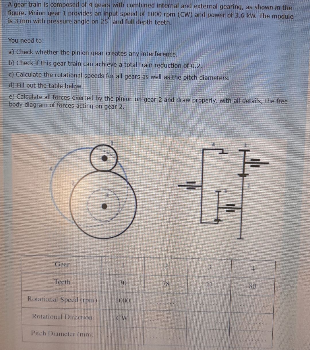 Solved A gear train is composed of 4 ﻿gears with combined | Chegg.com