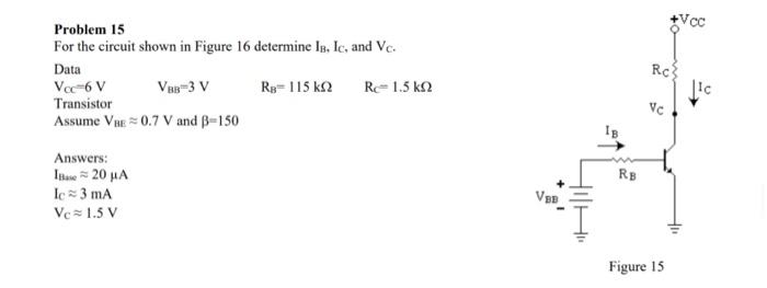 Solved +VOC Problem 15 For the circuit shown in Figure 16 | Chegg.com
