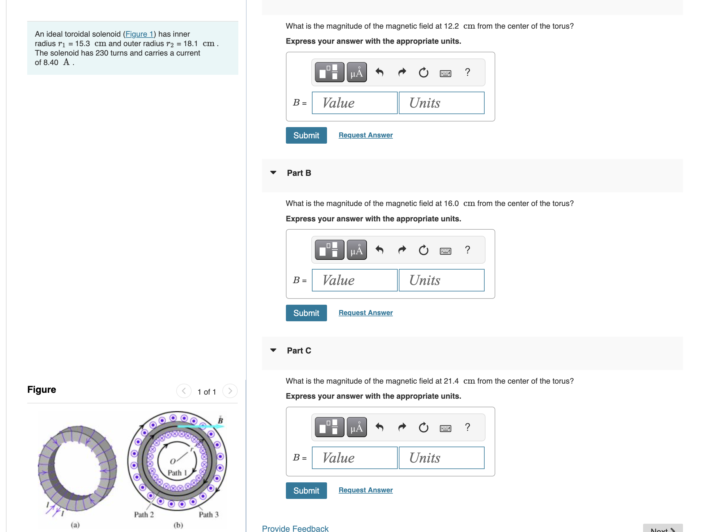 Solved An ideal toroidal solenoid (Figure 1) ﻿has | Chegg.com