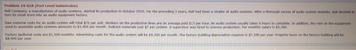 Solved Problem 14-02A (Part Level Submission) Bel Company, a | Chegg.com