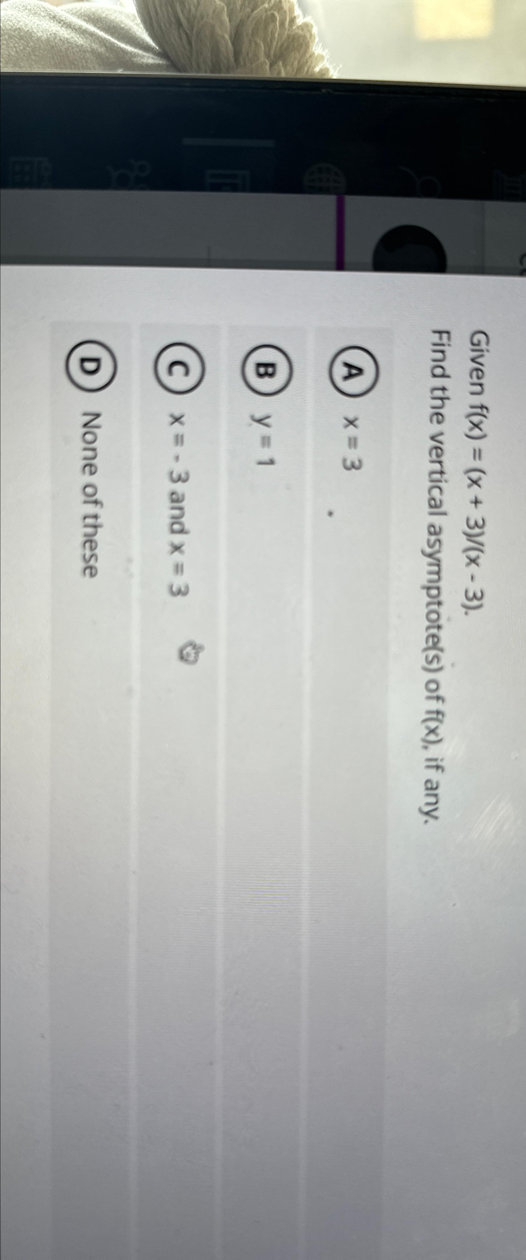 Solved Given f(x)=x+3x-3.Find the vertical asymptote(s) ﻿of | Chegg.com