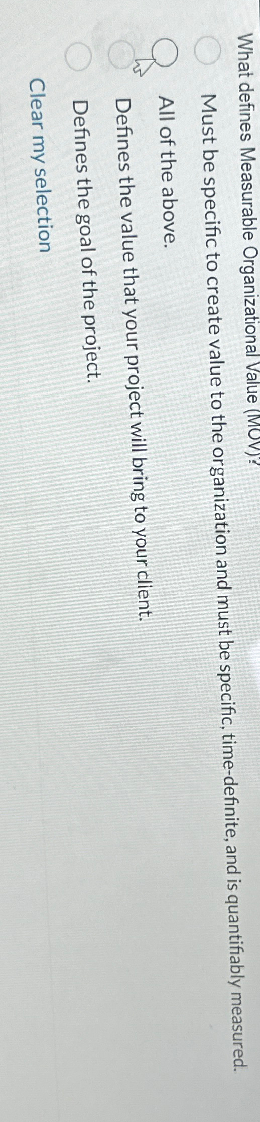 Solved What defines Measurable Organizational Value | Chegg.com