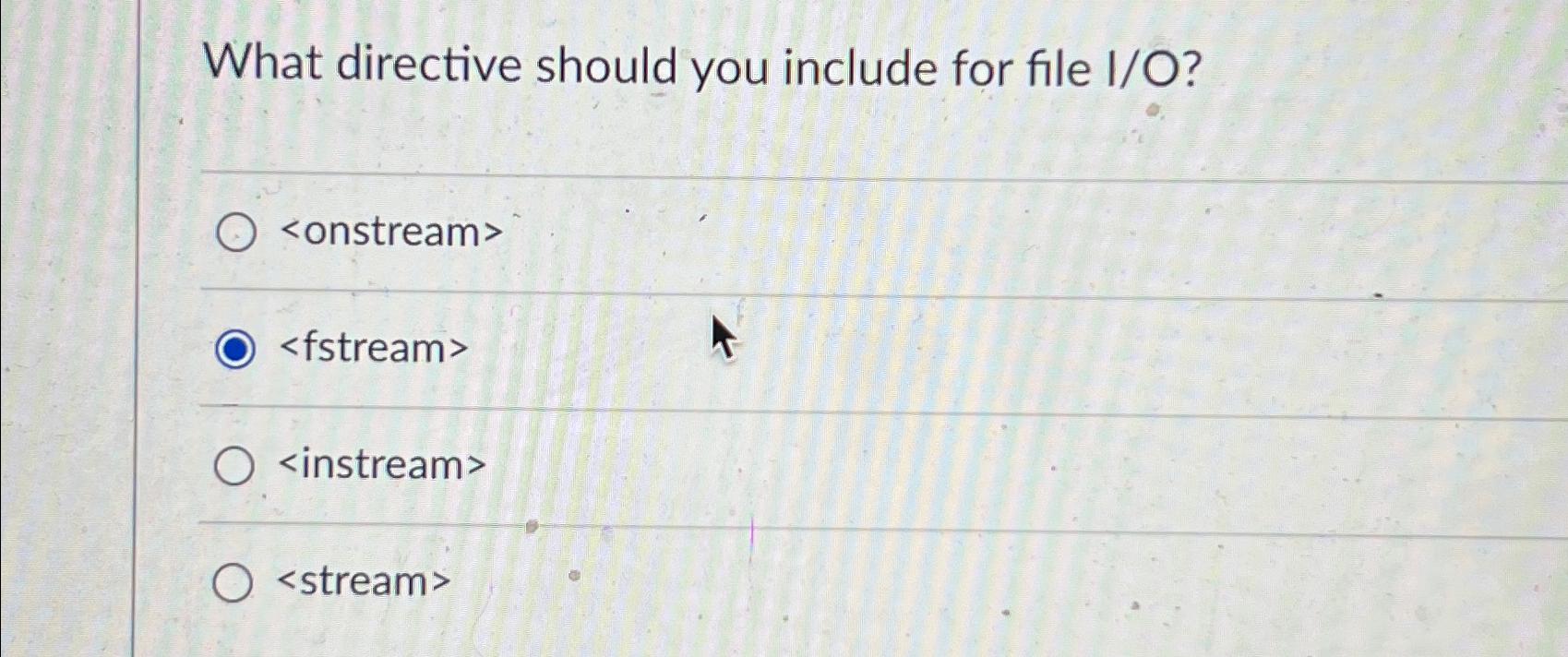 C++What directive should you include for file I/O? | Chegg.com