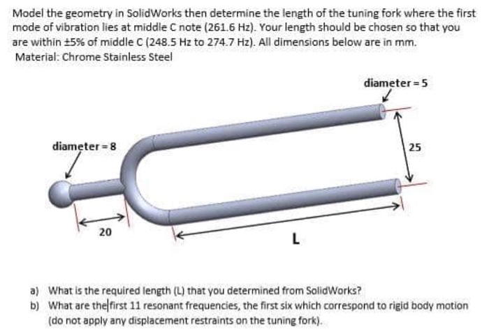 Model the geometry in SolidWorks then determine the | Chegg.com