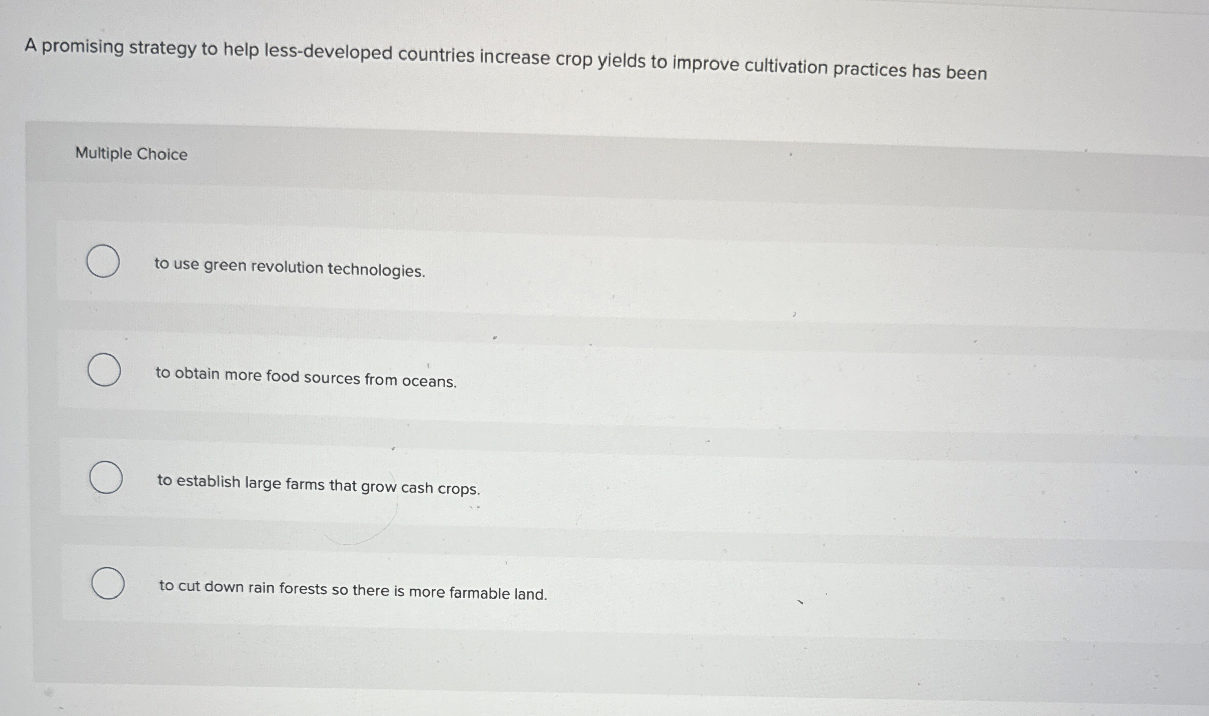 Solved A promising strategy to help less-developed countries | Chegg.com