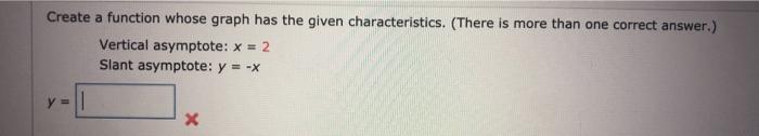 Solved Create a function whose graph has the given | Chegg.com