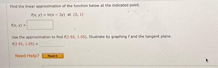 Solved Find the linear approximation of the function below | Chegg.com