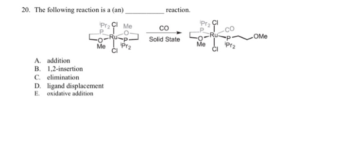 Solved reaction. 20. The following reaction is a (an) Prz Çi | Chegg.com